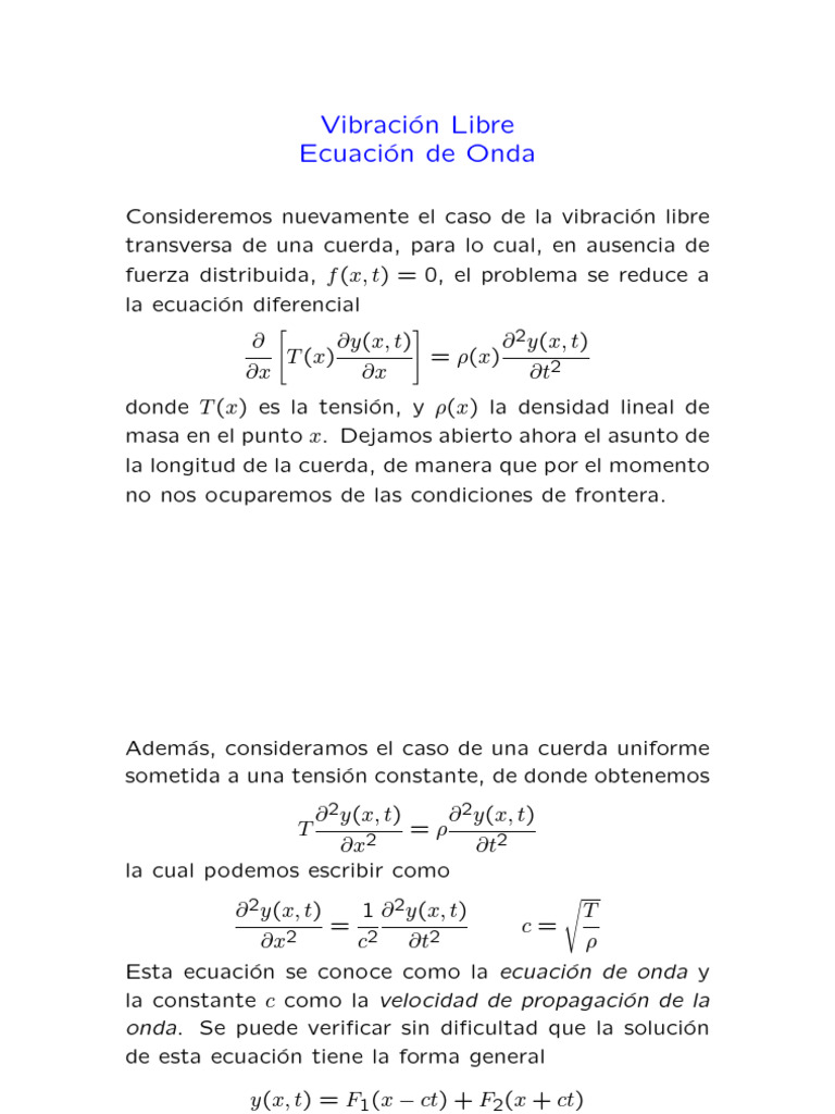 Solución de Vibraciones en Sistemas Continuos Con La Ecuación de La Onda | PDF
