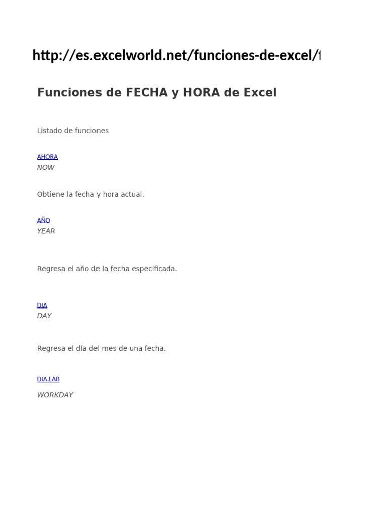 Funciones Excel | PDF