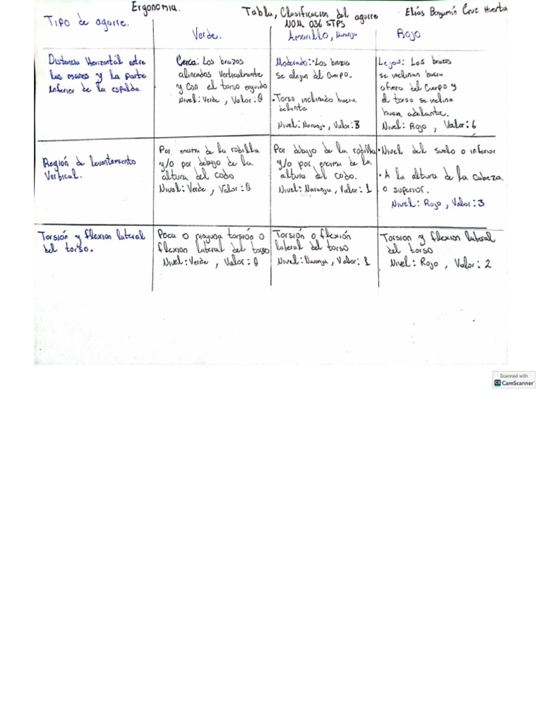 Tabla Nom 036 Stps | PDF