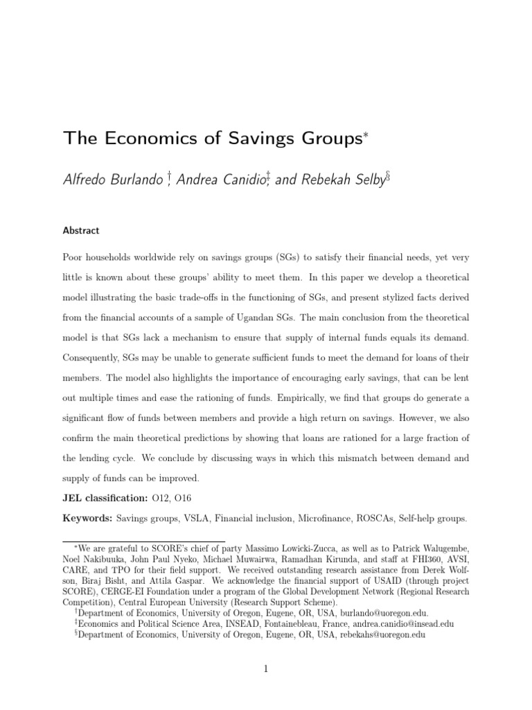 Understanding Savings Groups' Economics | PDF | Interest | Business