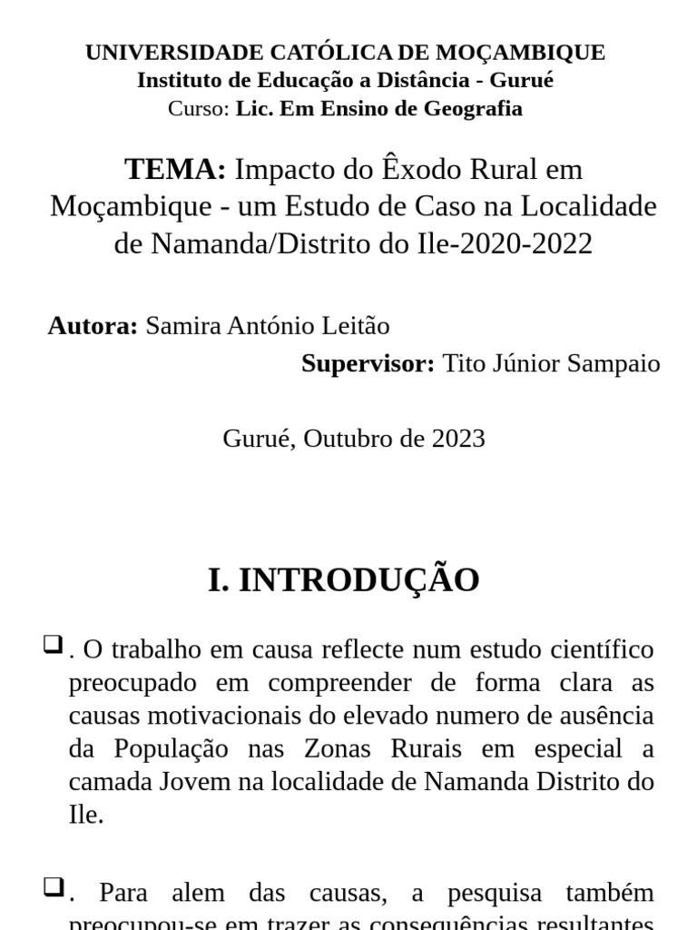 APRESENTACAO DE Samira António Leitão Lic em Ensino de Geografia | PDF