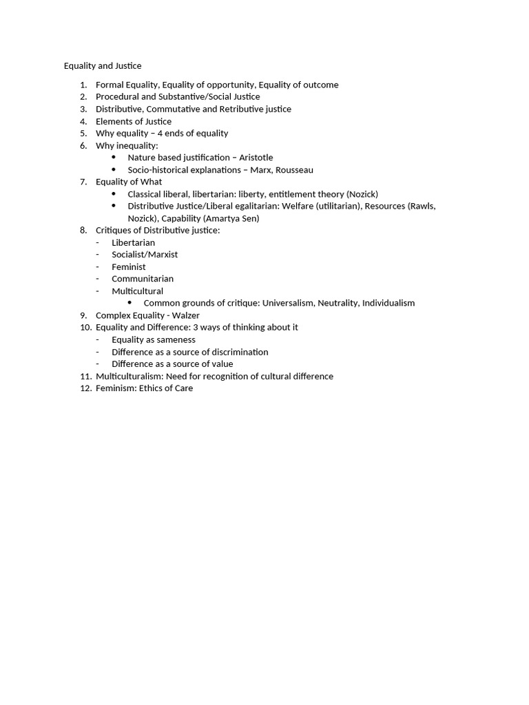 Equality, Justice Outline | PDF