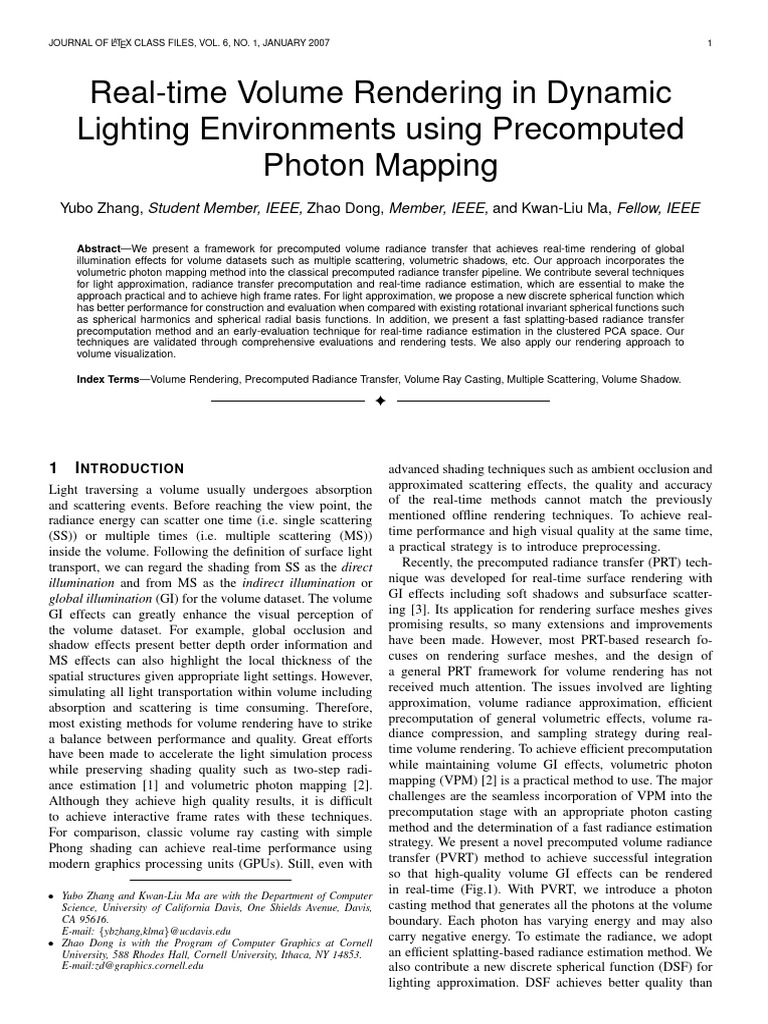 Real-Time Volume Rendering in Dynamic Lighting Environments Using Precomputed Photon Mapping ...