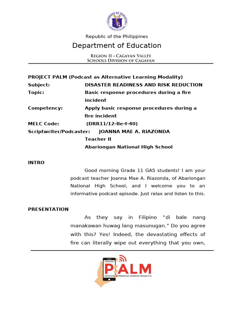 PODCAST FOURTH QUARTER - BASIC RESPONSE PROCEDURES | PDF