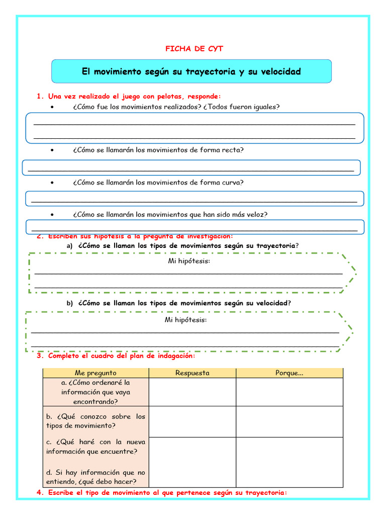 Ficha Cyt Tipos de Movimiento | PDF
