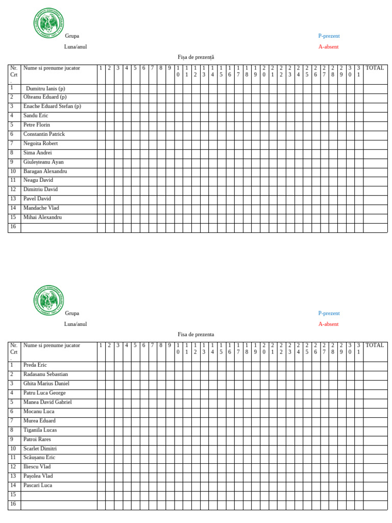 Fisa 1 de prezenta | PDF
