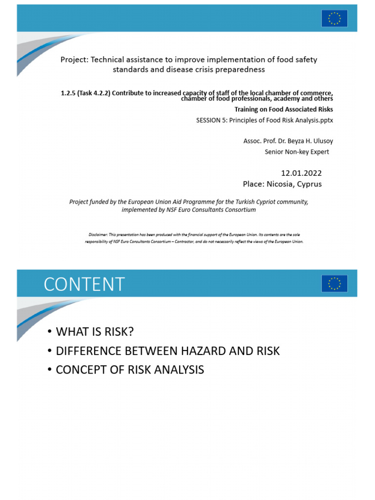 Principles of Food Risk Analysis | PDF