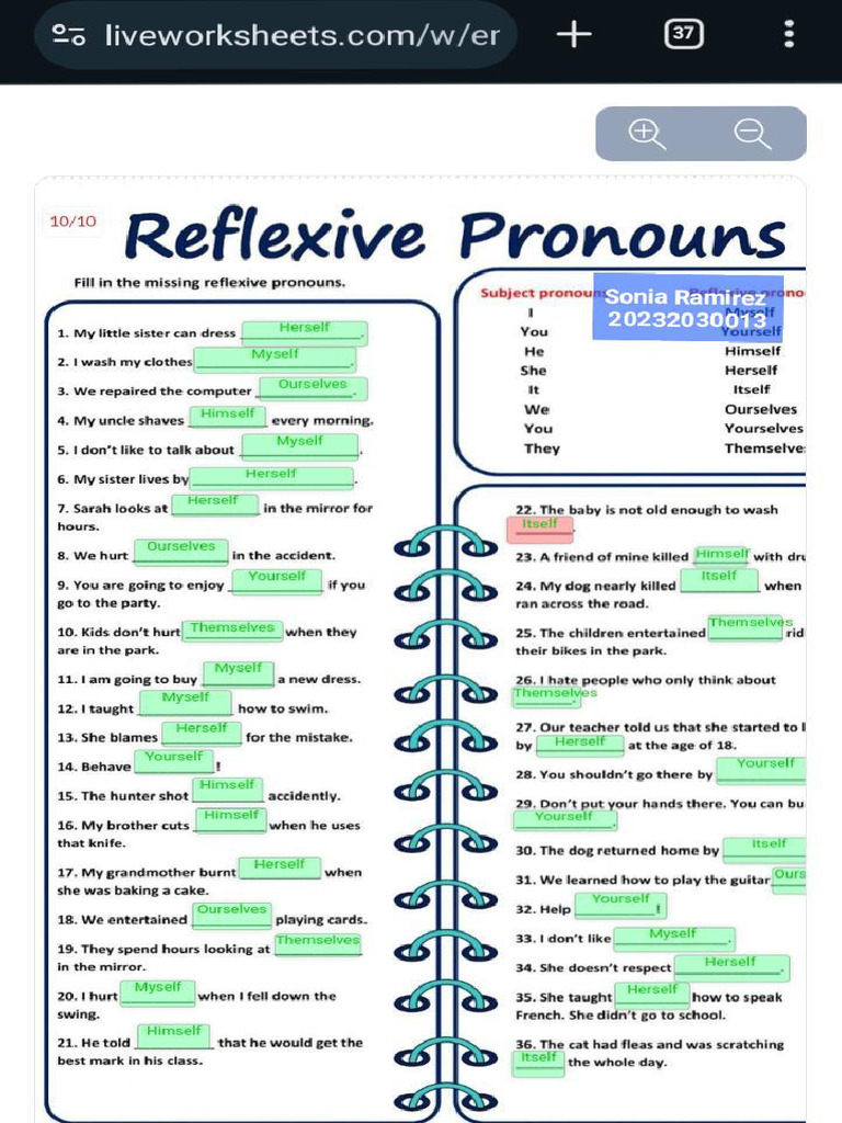 Ejercicios de Pronombres Reflexivos | PDF