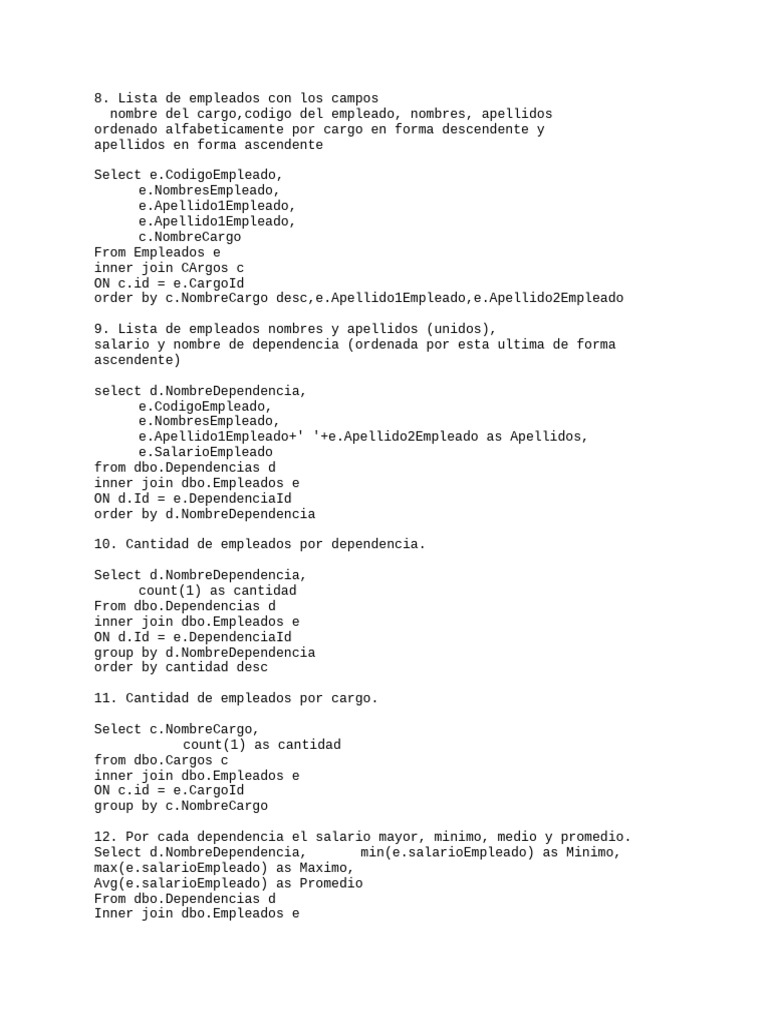 06 Ejercicios Consultas SQL | PDF