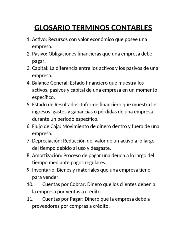 Glosario Terminos Contables | PDF