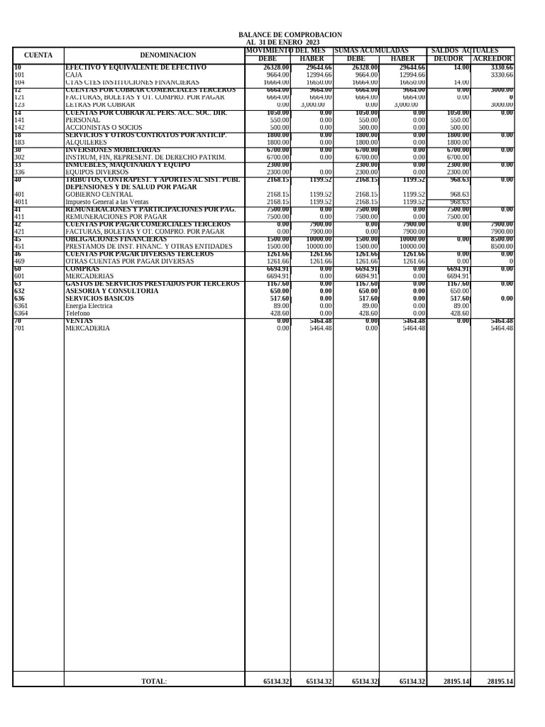 Balance de Comprobacion 2023 (1) | PDF