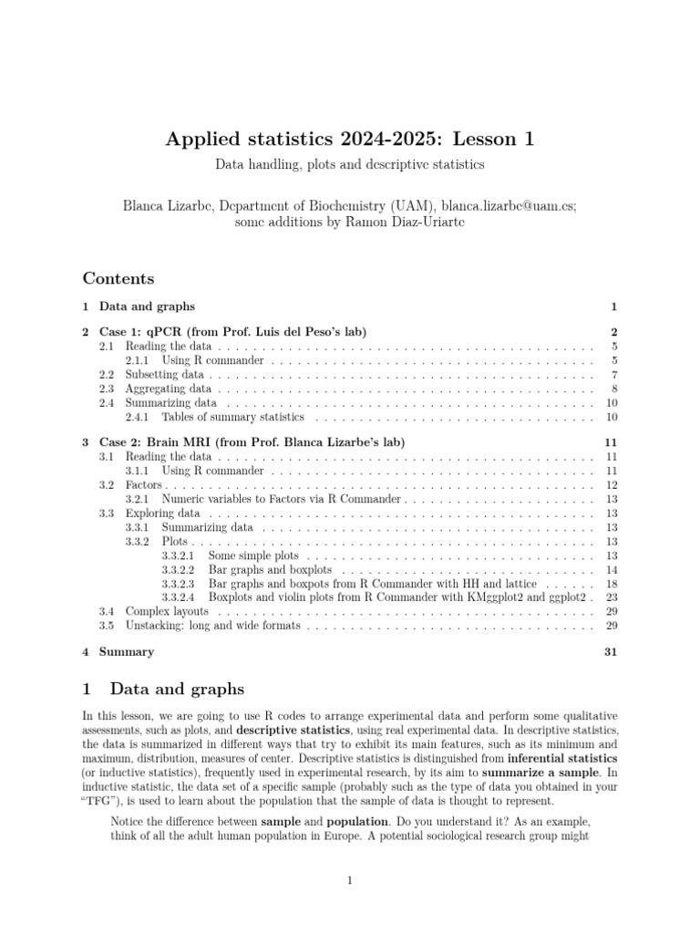L1 Descriptive Statistics | PDF