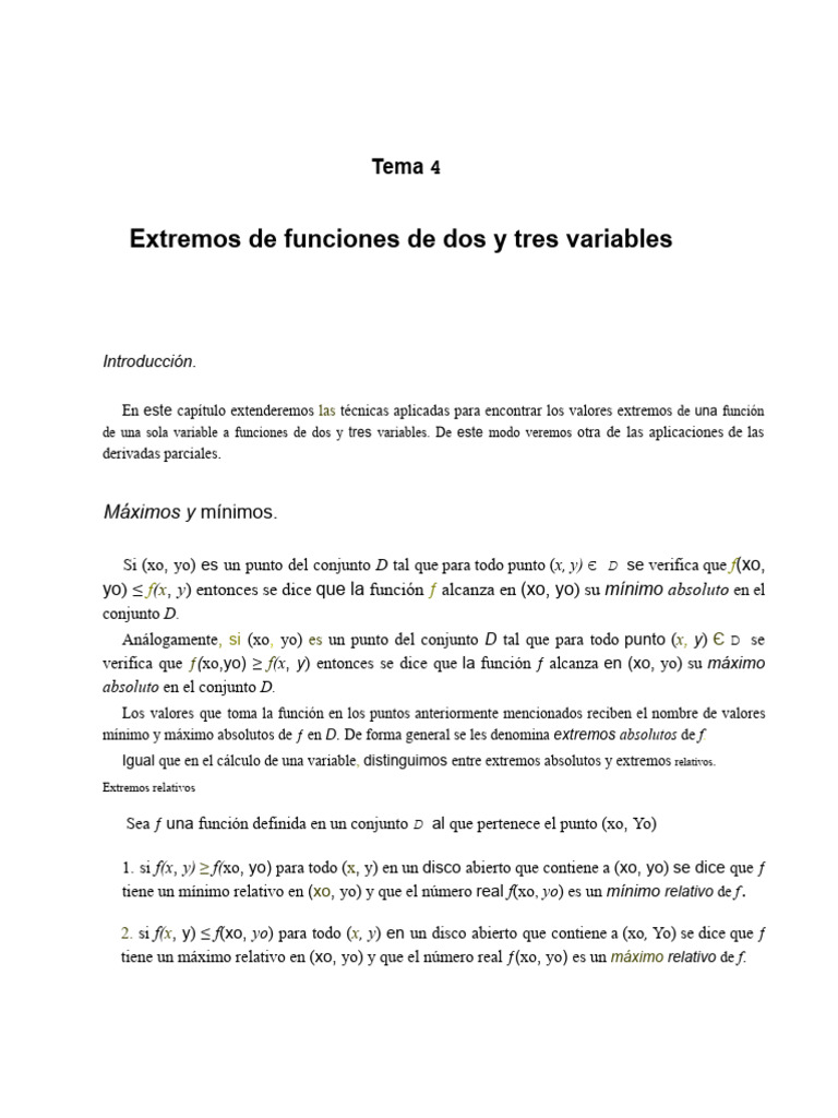 Extremos de Funciones Multivariables | PDF