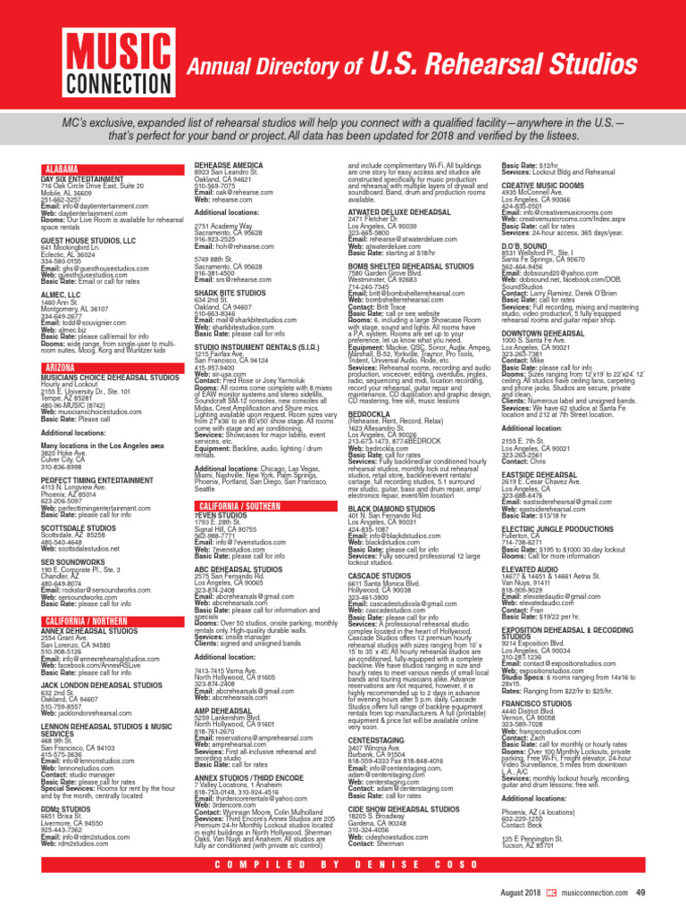 Directory Rehearsals 2018 | PDF | Sound Technology | Music Technology
