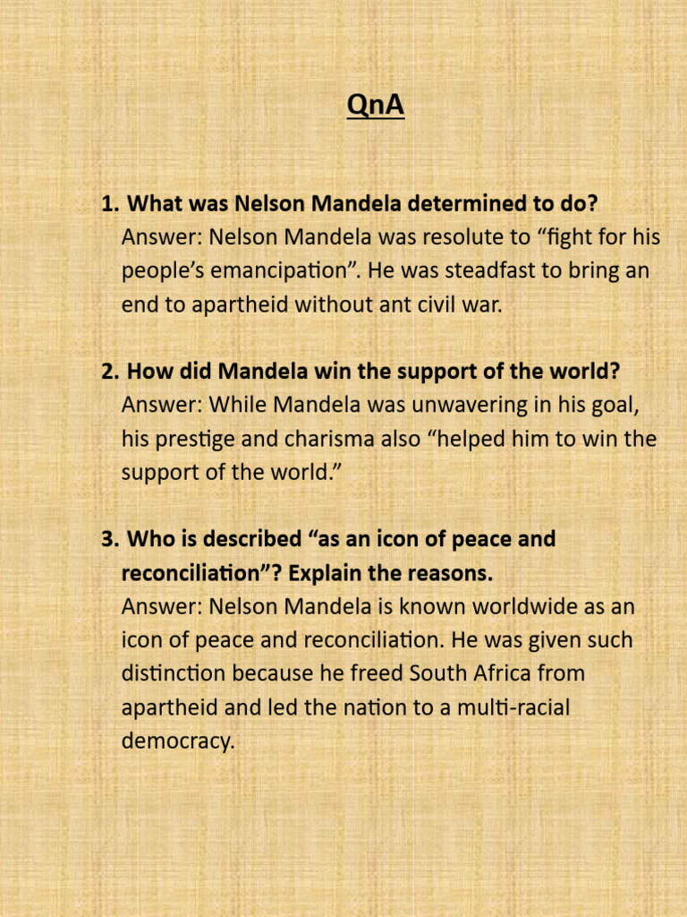Nelson Mandela QnA | PDF