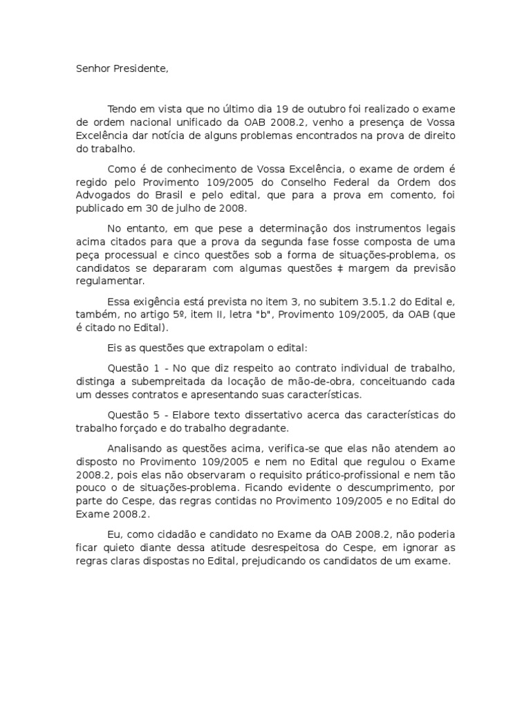 Modelo de E-Mail para o Presidente Da OAB | PDF