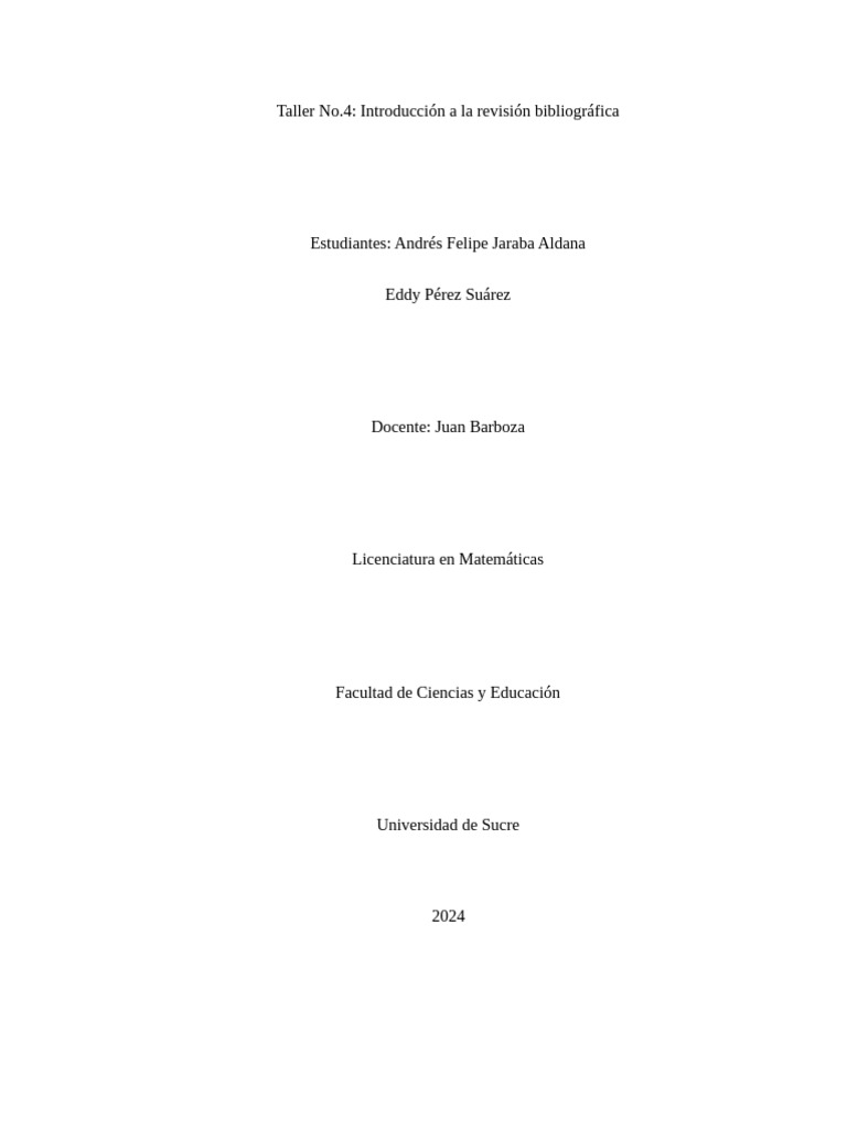 Taller No.°4 INTRODUCCION A LA REVISION BIBLIOGRAFICA PPI2 | PDF