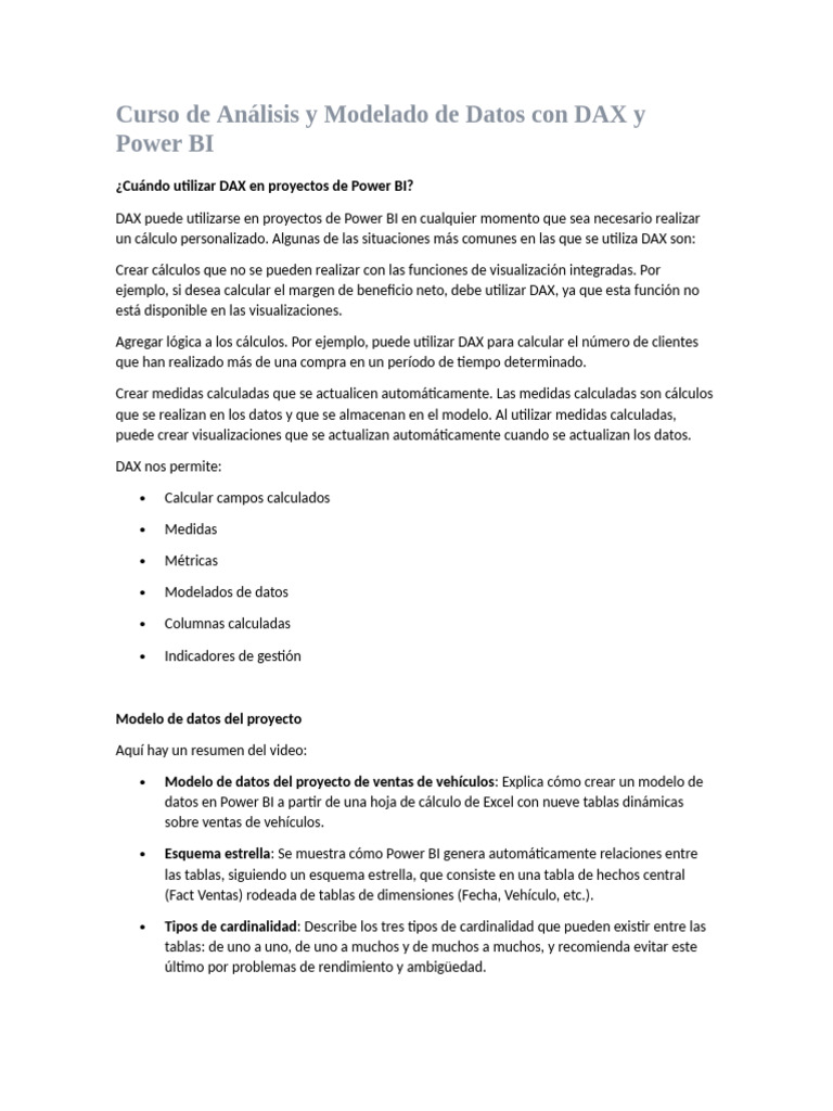Curso de Análisis y Modelado de Datos Con DAX y Power BI | PDF