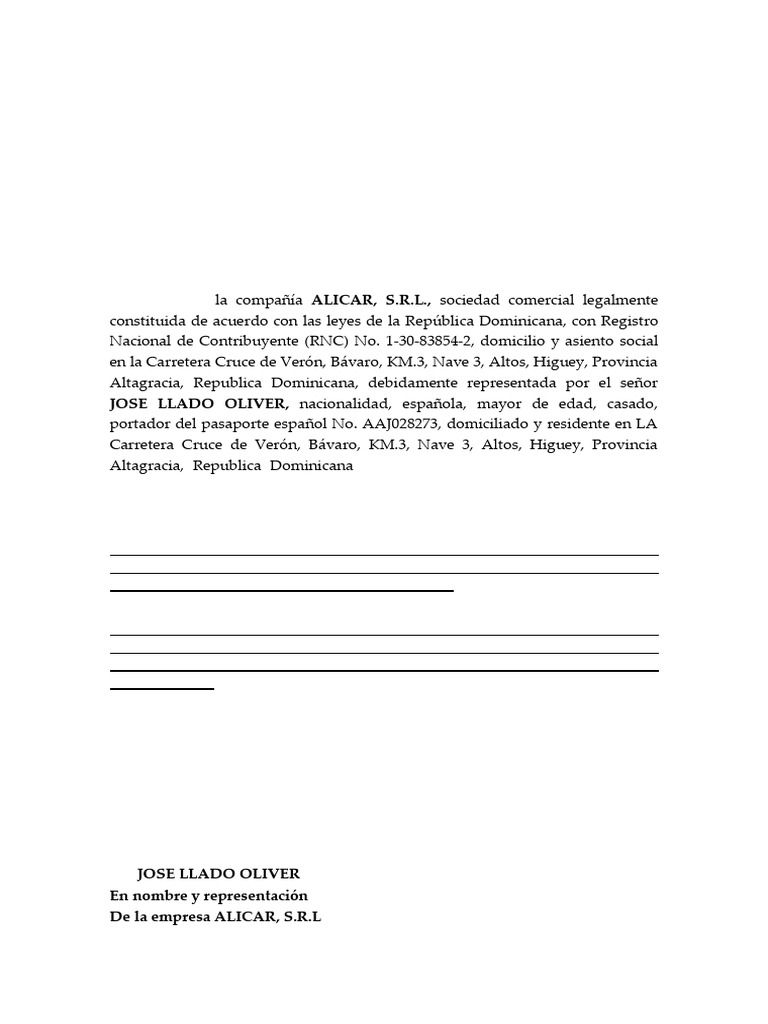 Carta Alicar Actualizada | PDF