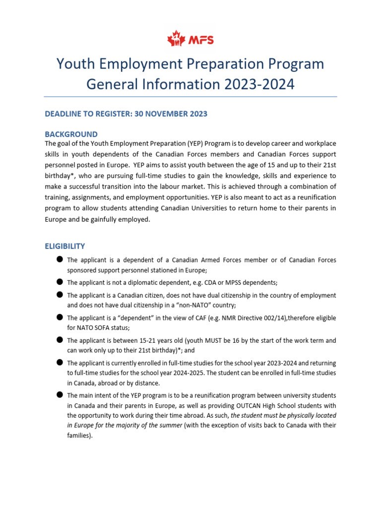YEP General Info 2023 2024 (En) | PDF