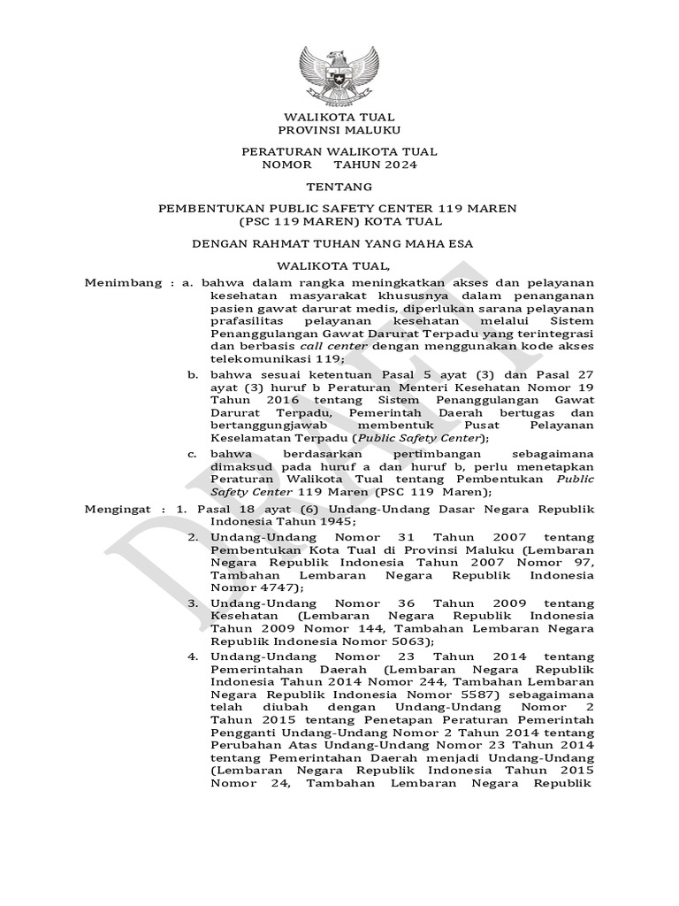 Perda Walikota Tual Nomor 40 Tahun 2020 PSC 119 Maren Kota Tual | PDF