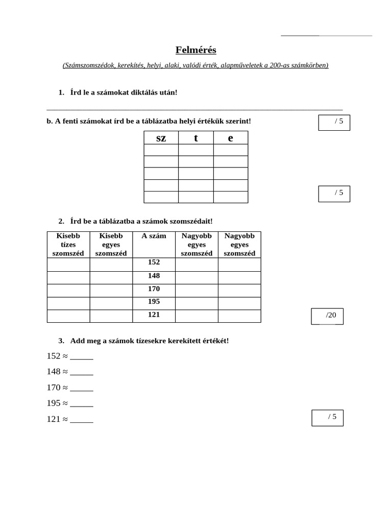 Felmérés 200-As Szk. | PDF