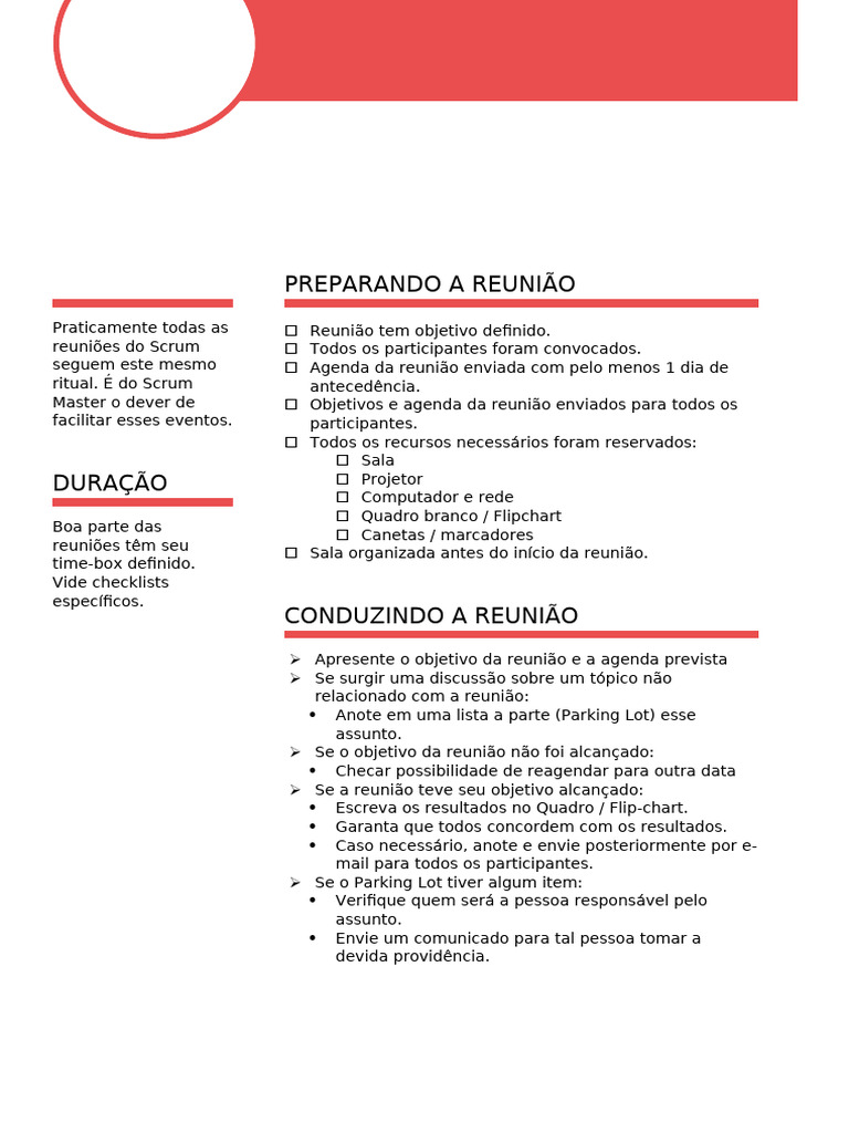 Checklist - Planejamento Reunioes de Eventos Do Scrum | PDF