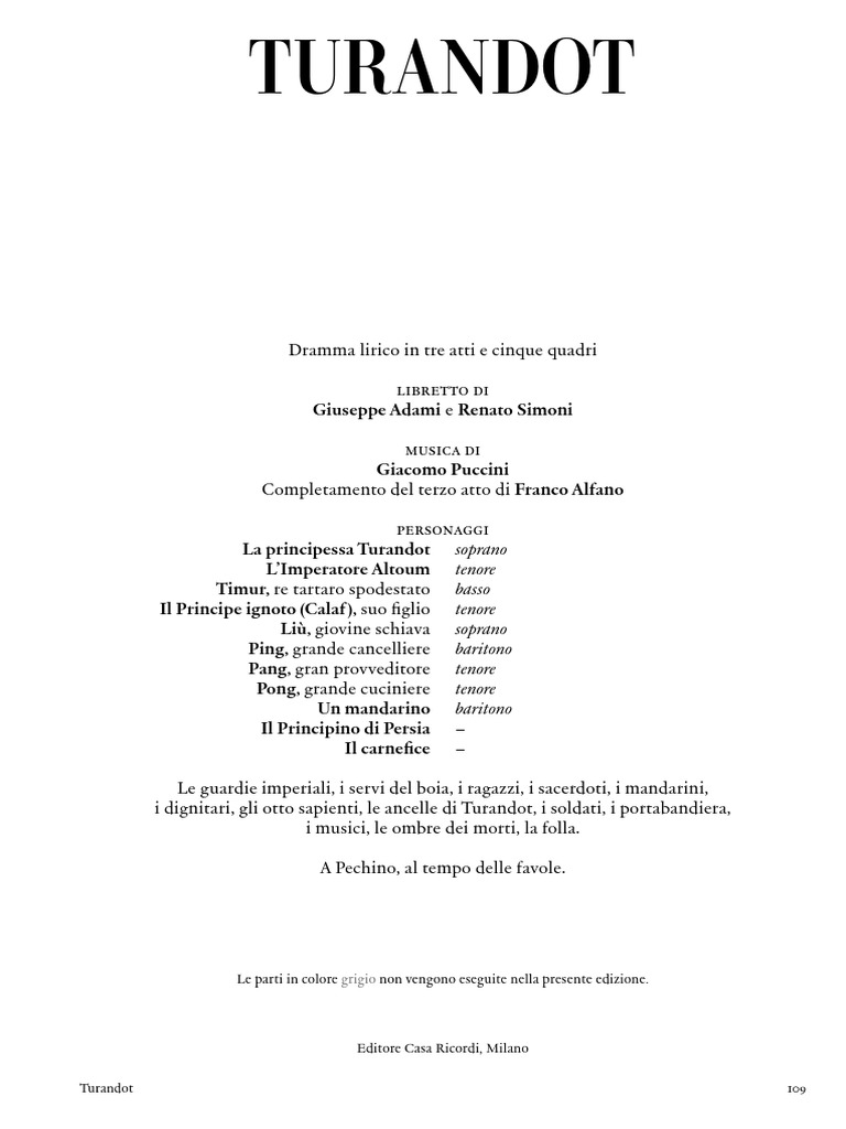 Libretto-15 Turandot 2023-2024 | PDF