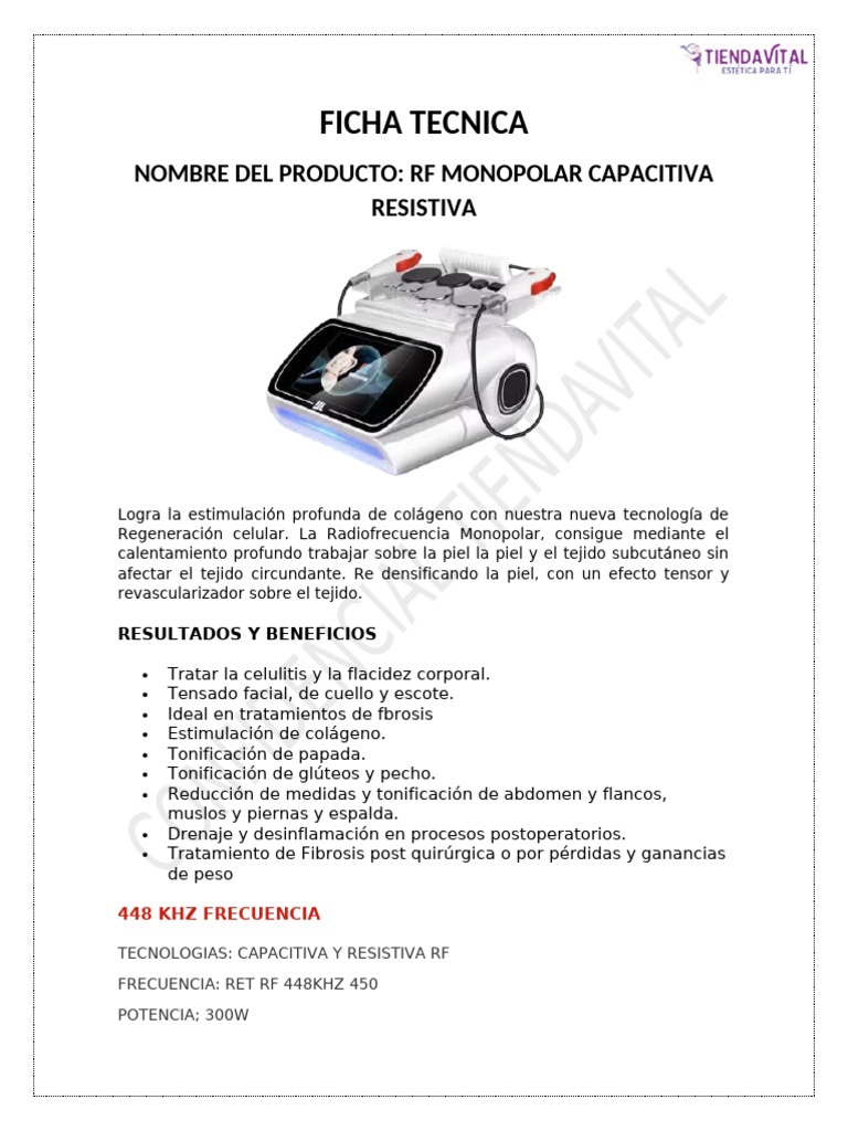 Ficha Tecnica Rf Monopolar Cap Rec Ems | PDF