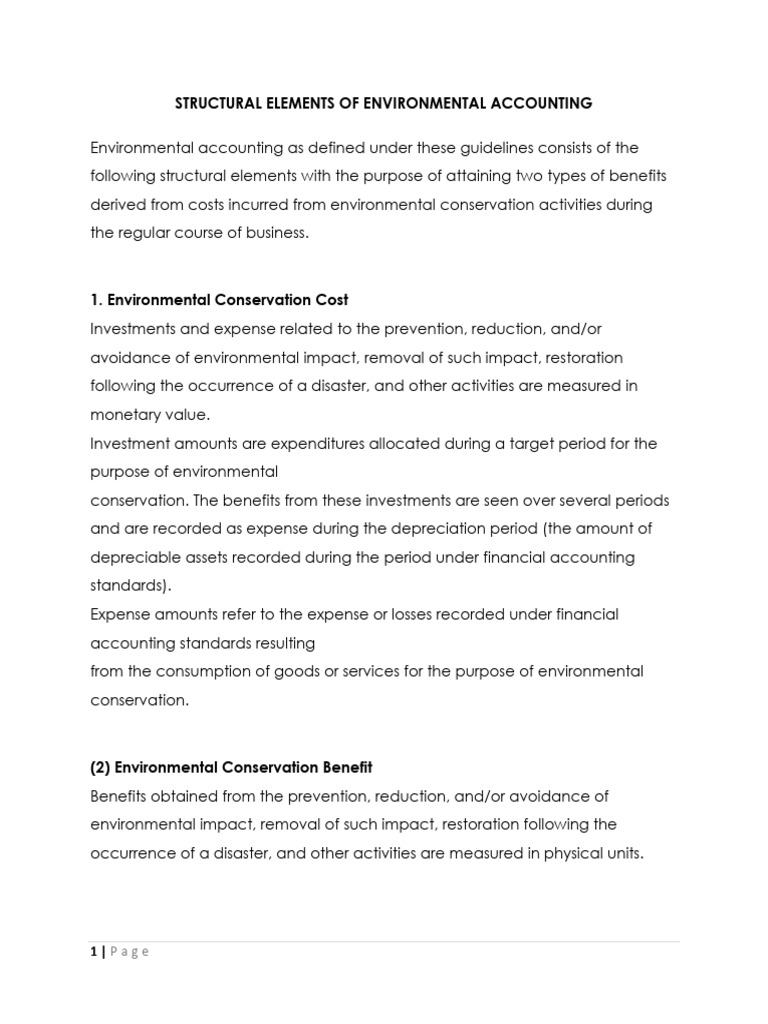 Structural Elements of Environmental Accounting | PDF