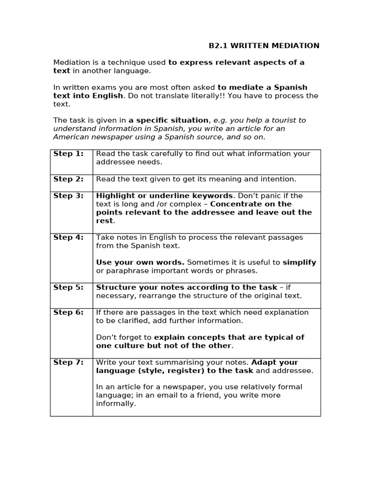 b2.1 Written Mediation - Revision | PDF