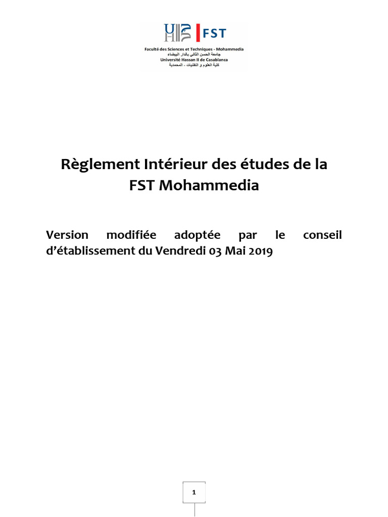 Regment - Interieur - FSTM - 2 | PDF