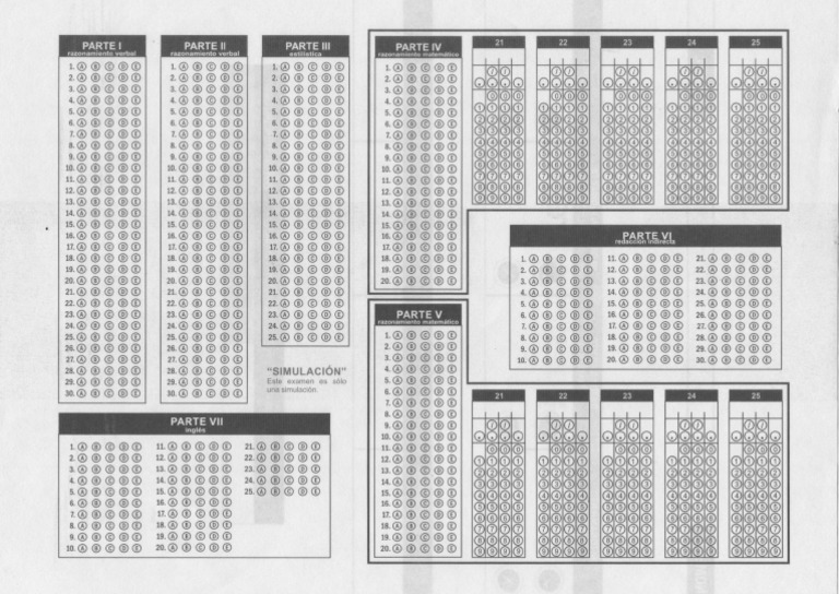 hojas de respuestas examen b | PDF