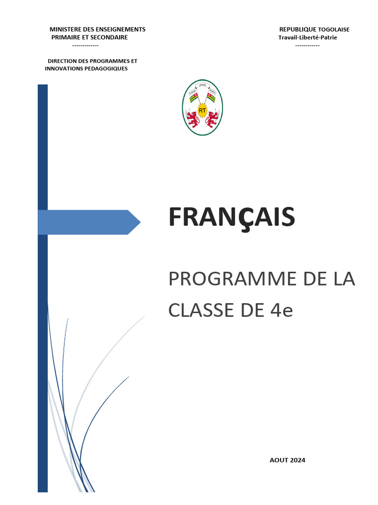 PROGRAMME FR 4e_Version révisée-2024 | PDF