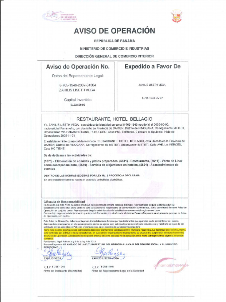 AVISO DE OPERACION FIRMADO | PDF