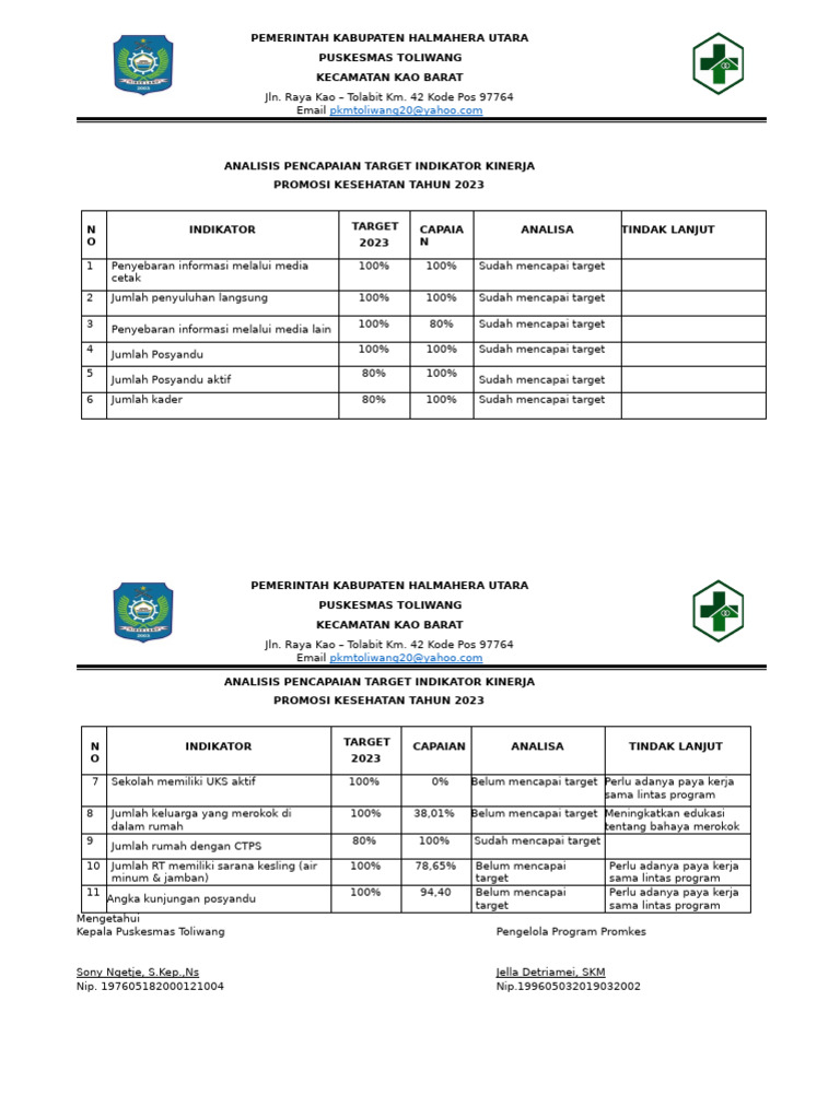 Analisis Capaian Kinerja Promkes Pdf