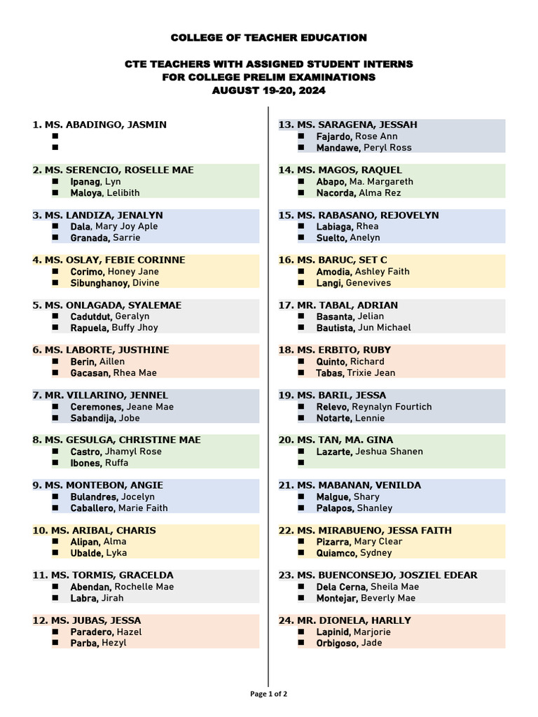 CTE Interns Prelim Assignments | PDF