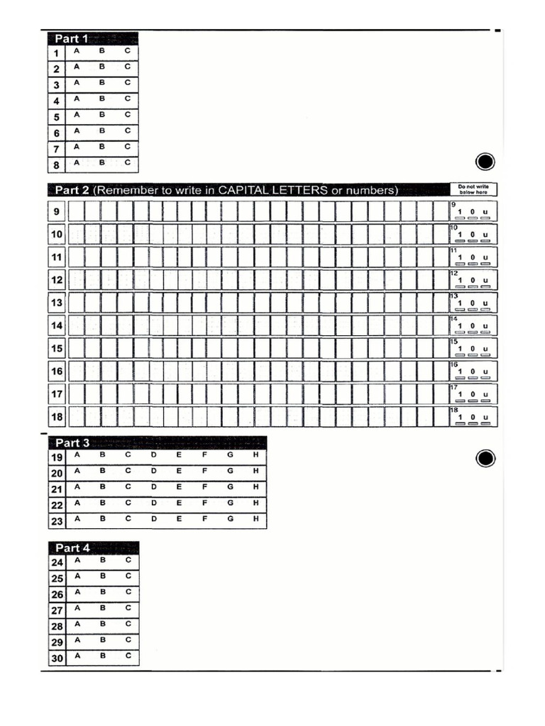 Listening First Answer Sheet | PDF