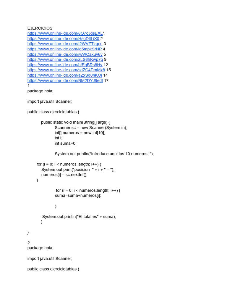 Ejercicios Java | PDF