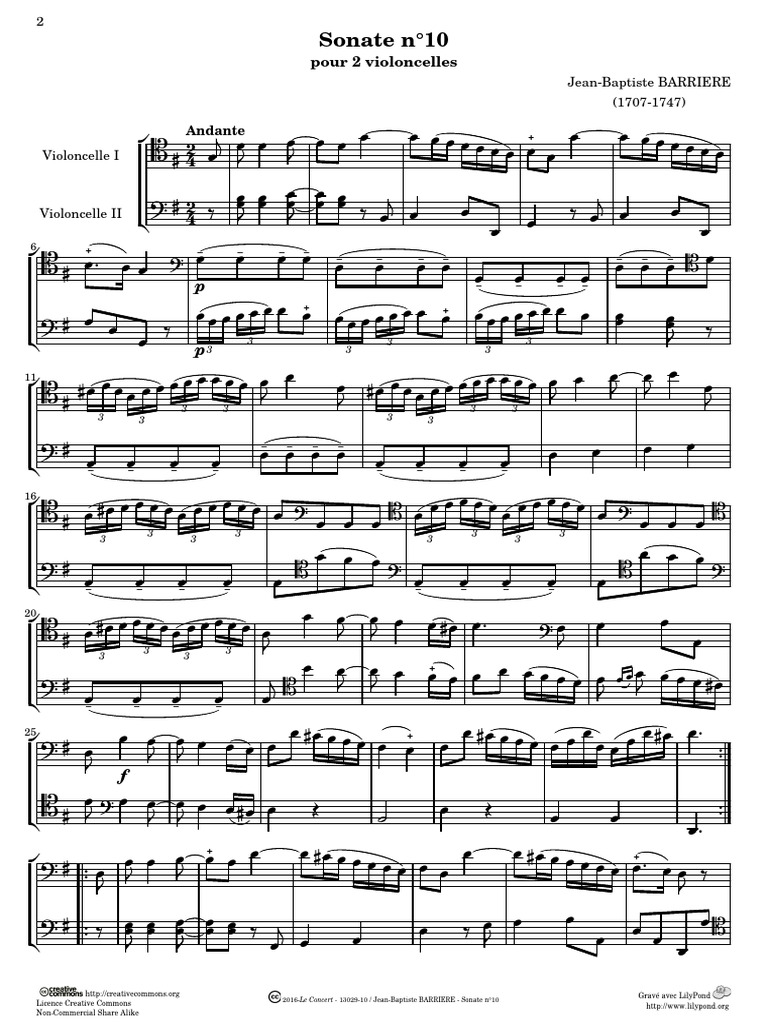 Barriere-Sonate SolM 2 Cellos | PDF