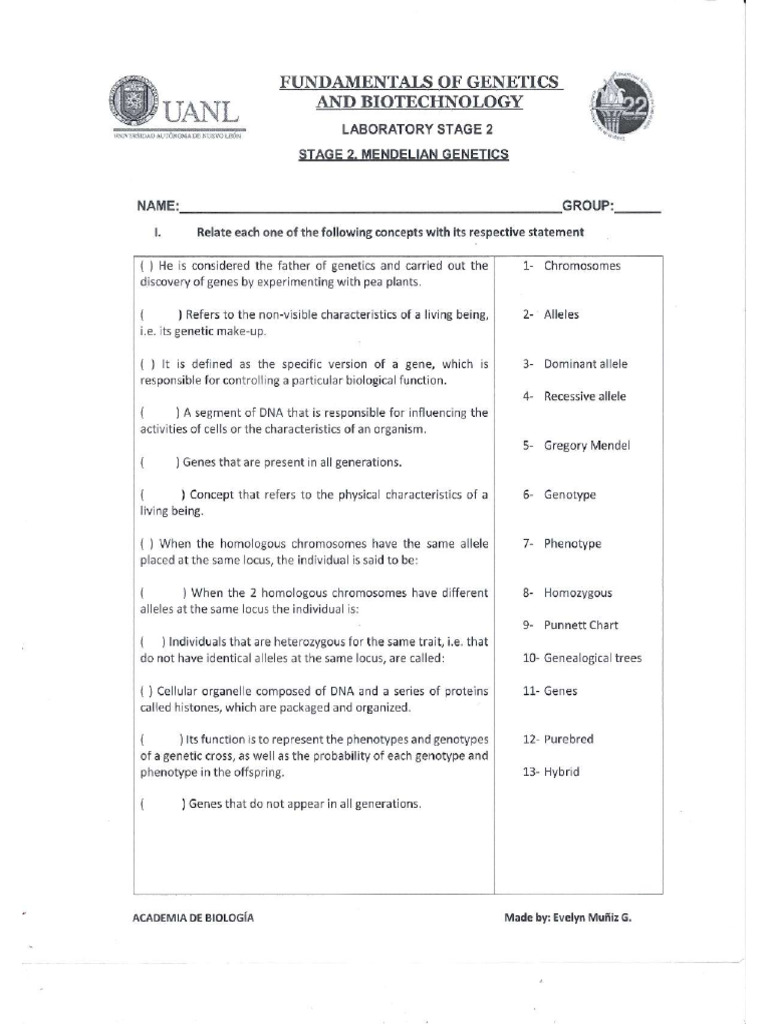 Fundamentals of Genetics and Biotechnology - Stage 2 Review | PDF