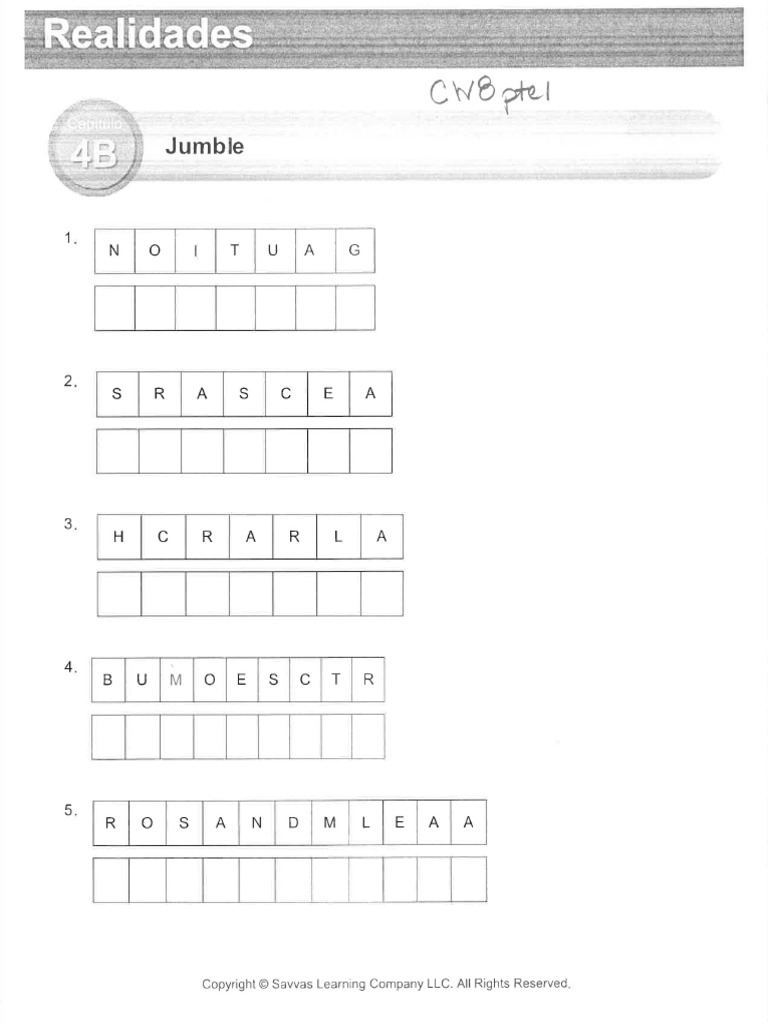 CW8 Word Scramble with clues | PDF