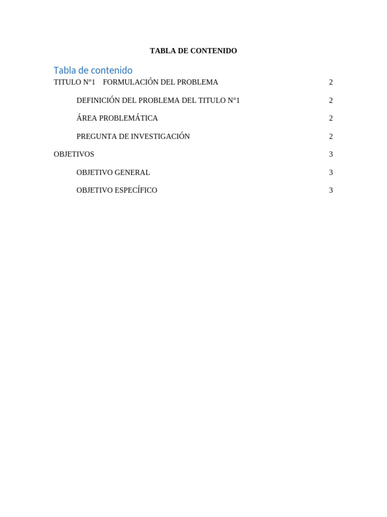 Tabla de Contenido Automática | PDF