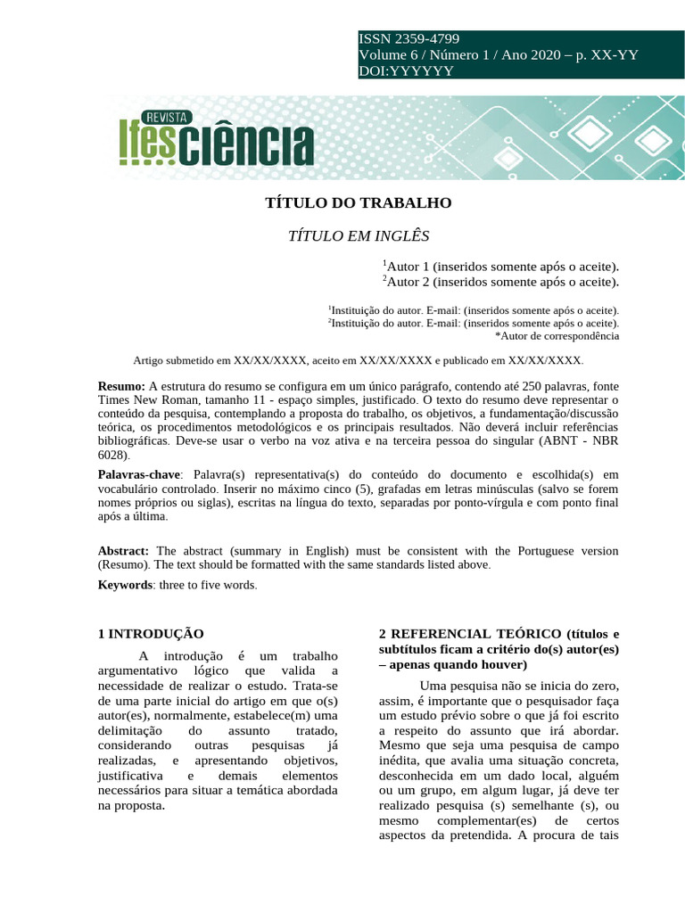 Template - Revista Ifes Ciência-Oth | PDF