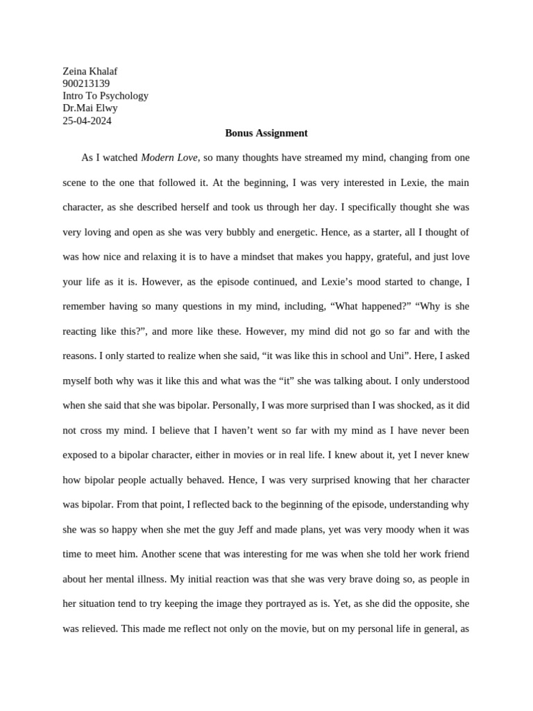 Zeina Khalaf - 900213139 - Bonus Assignment | PDF