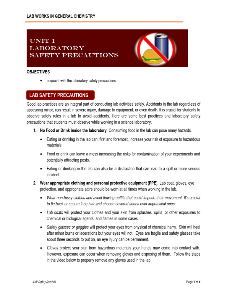 1 Lab Safety Precautions-1 | PDF