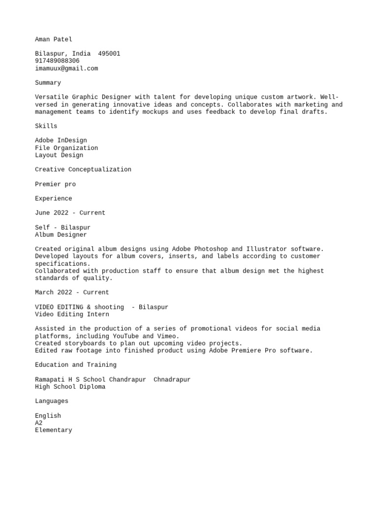 Aman Patel Resume | PDF