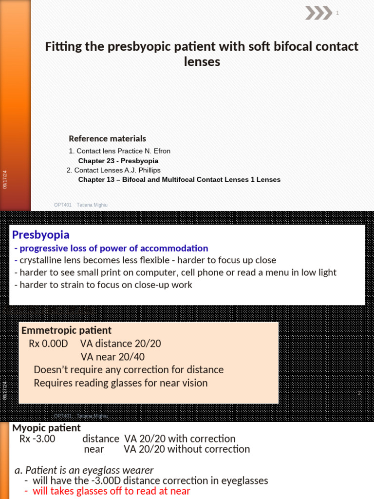 CL II Lecture 2 - Fititing Presbyopes With SOFT Contact Lenses | PDF