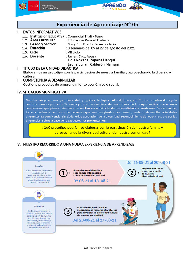 Experiencia #5 - 3ro y 4to de EPT | PDF