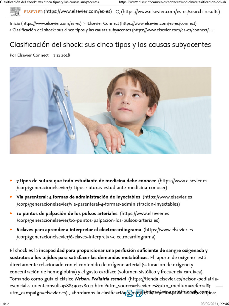 ClasificaciÃ N Del Shock Sus Cinco Tipos y Las Causas Subyacentes | PDF